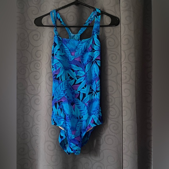 Speedo | Swim | Speedo Blue One Piece Swimsuit With Tropical Print ...